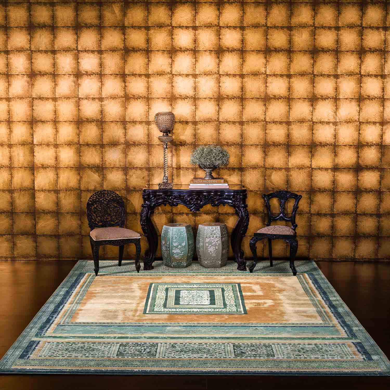 Mughal Maze Hand Knotted Woollen And Silk Rug – Obeetee Carpets India