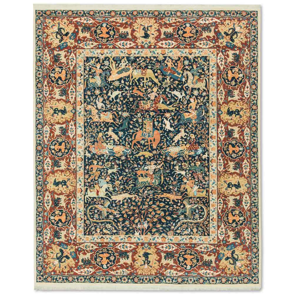 Hunting Tabriz Hand Knotted Woollen Rug – Obeetee Retail Pvt. Ltd.